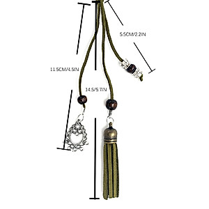 Ty Exotic Women Black Waist Belt/Rope/Chain Skinny Belt with Tassel and Beads for Ladies Skirt Dress in 8 Colors (army green)