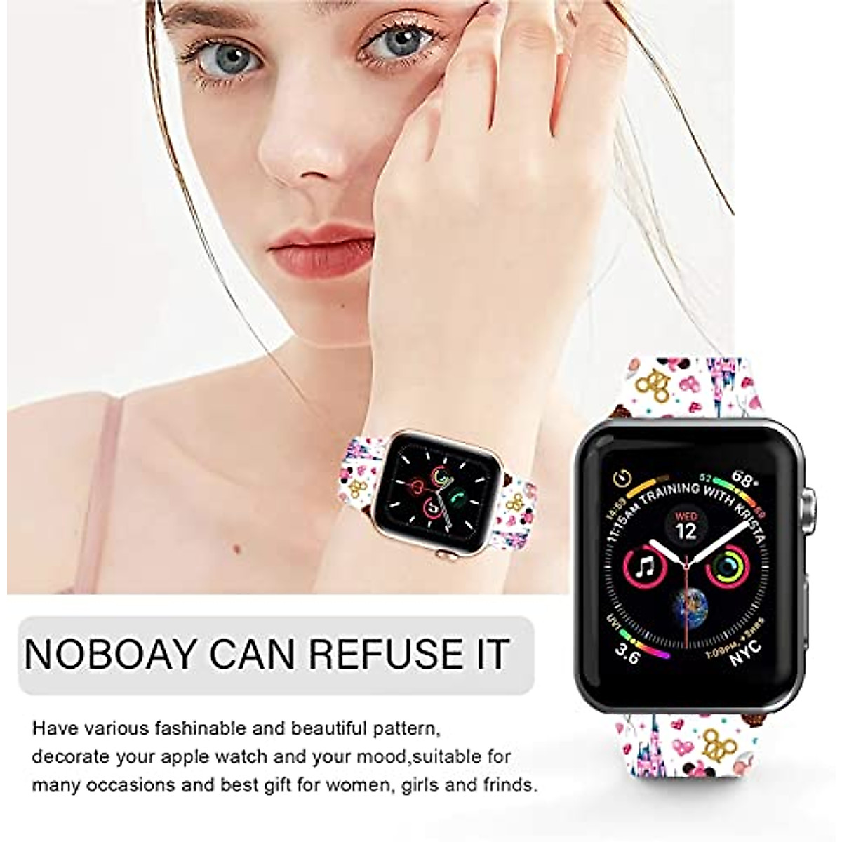 Cartoon Sport Bands Compatible with Apple Watch Band 38mm 40mm 41mm,Soft Silicone Waterproof Strap Wristbands Compatible with iWatch Bands Series SE 7 6 5 4 3 2 for Women and Teenagers