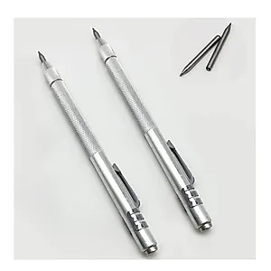 HeyooHeloo Aluminum Etching Engraving Pen,Tungsten Carbide Tip Scriber with Clip and Magnet 2 pack，Extra 2 Free Replacement Tips Included.（2 of pack）