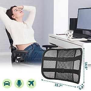 Lumbar Support with Breathable Mesh Layers and Double Sturdy Adjustable Straps, Comfortable Ergonomic Backrest for Office Chair and Car Driver Seat, Posture Cushion and Lower Back Support Pain Relief