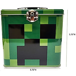 The Tin Box Company Minecraft Stack Store and Carry Tin. Stackable Tin Box with Handle,Green
