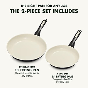 GreenPan Rio Healthy Ceramic Nonstick 8" and 10" Frying Pan Skillet Set, PFAS-Free, Dishwasher Safe, Black