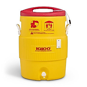 Igloo 400 Series Water Cooler, 10 gal, 16 Dia x 23.5 h, Red