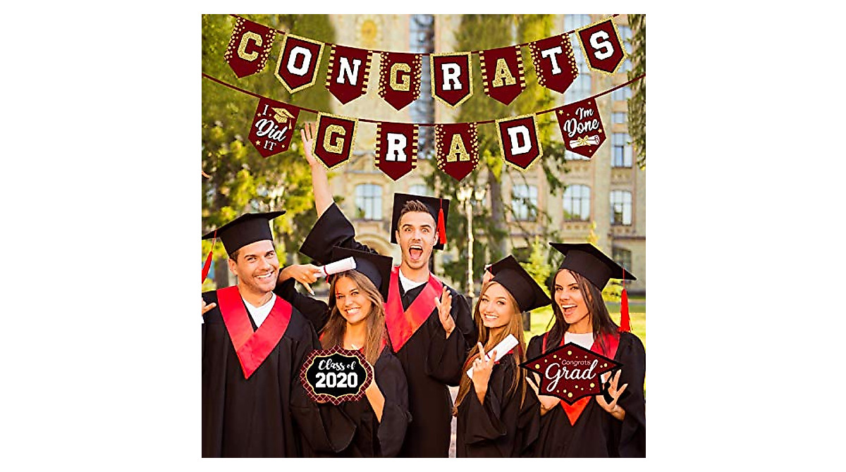 Maroon Graduation Banner 2023 No DIY | Congrats Grad Party Supplies
