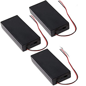 3Pcs 18650 Battery Storage Case 2 Slots x 3.7V for Batteries Holder Box Container with ON/Off and Switch (Battery Holder)