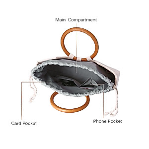 JOSEKO Summer Beach Bag, Womens Straw Handbag Straw Shoulder Bag for Beach Travel and Everyday Use Khaki 11.4" L x 3.5" W x 9.8" H