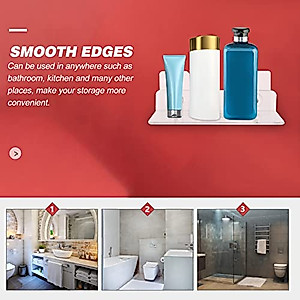 DOITOOL 2 Pcs Bathroom Floating Shelf Clear Acrylic Shower Caddy Adhesive Wall Mount Storage Rack Cosmetic Shampoo Spice Condiment Holder Organizer for Toilet Kitchen