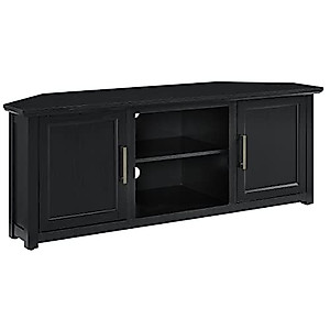 Crosley Furniture Camden Corner TV Stand for 65+ inch TVs, Entertainment Center with Storage Shelves, Black