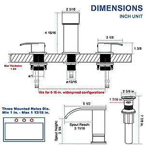 Matte Black Waterfall Bathroom Faucets for Sink 3 Hole - Widespread Bathroom Faucet Two Handles 8 Inch, Modern Bathroom Sink Faucet, with Metal Pop Up Drain Assembly & Supply Lines