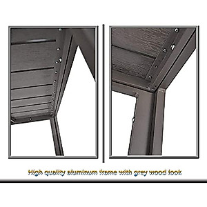 Dporticus Outdoor Patio 55" Rectangular Dining Table for 6 Metal Aluminum Frame with Grey Wood Look