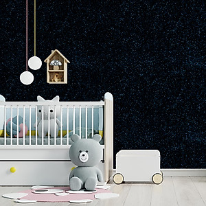 CHIHUT Black Blue Glitter Wallpaper Peel and Stick 15.7''x100'' Sparkle Glitter Contact Paper for Walls Self Adhesive Black Shiny Wallpaper Removable Fabric Wallpaper Decorative for Cabinets Crafts