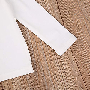 Toddler Baby Little Girls Turtleneck T Shirt Top Long Sleeve Basic Solid Color Blouse 1-5Years Old (White Turtleneck Shirt, 5-6X)