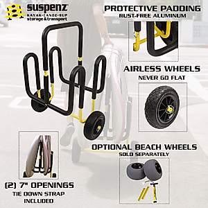 Suspenz Double SUP Transport Cart with Airless Wheels, Carrier/Trolley for 2 Stand Up Paddle Boards & Surfboards, Yellow (22-9934)