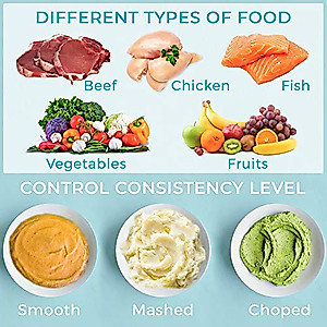 Baby Food Maker Chopper Grinder - Mills and Steamer 8 in 1 Processor for Toddlers - Steam, Blend, Chop, Disinfect, Clean, 20 Oz Tritan Stirring Cup, Touch Control Panel, Auto Shut-Off, 110V Only