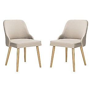Safavieh Home Lulu Mid-Century Grey Velvet and Gold Dining Chair, Set of 2