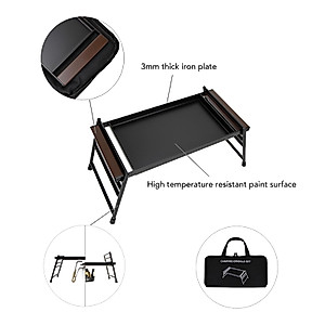 GLOGLOW Portable BBQ Grill Pan, Multi Functional Design, Height, Delicious Barbecue, with Storage Bag, for Outdoor Camping, Picnics, and Travel, Camping Griddle Set
