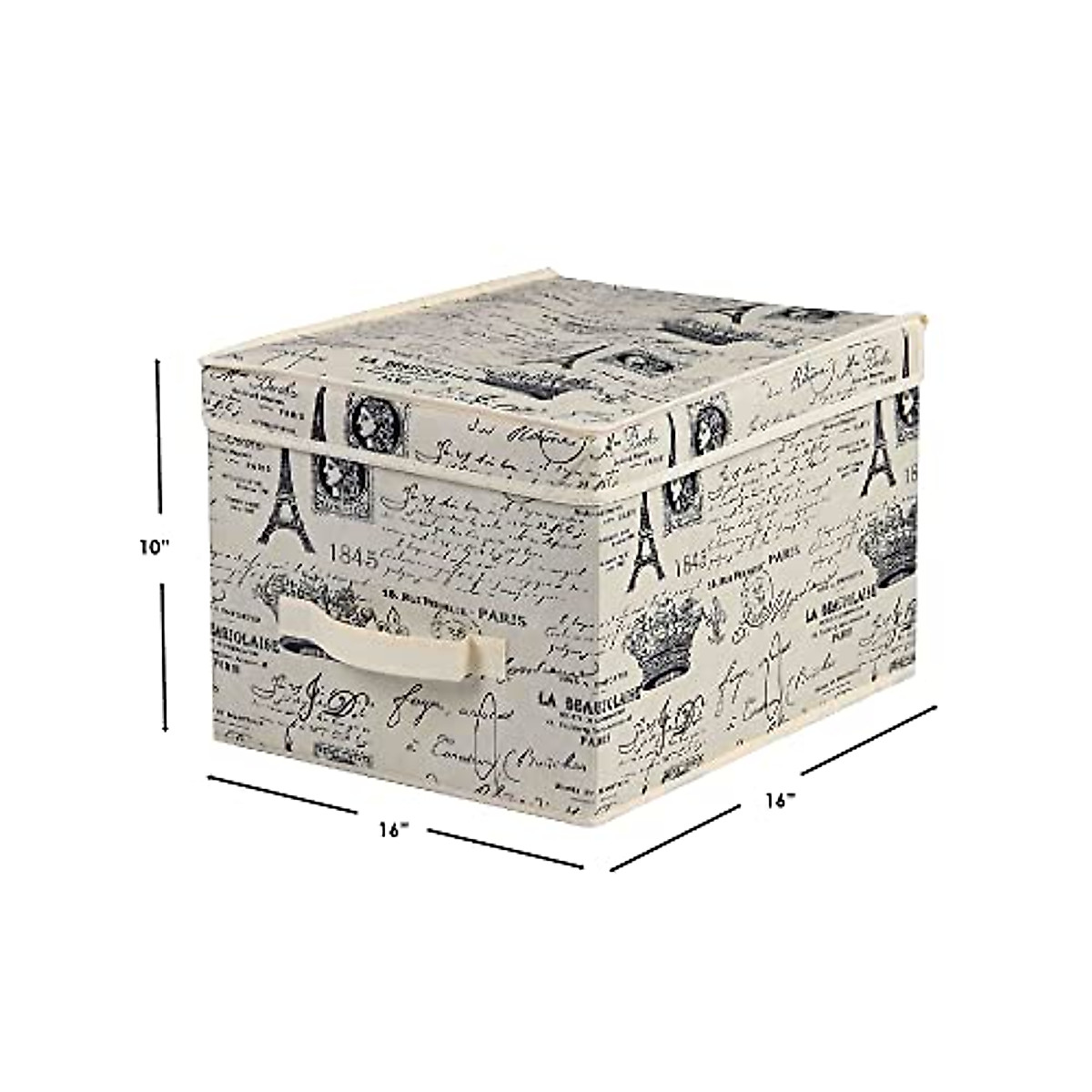 Home Basics Paris Collection Non-Woven Large Storage and Organization Box, Natural, (Jumbo Box)