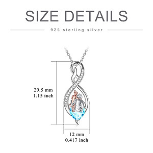 PROESS Daughter Necklace from Dad Mom Sterling Silver Father Daughter Gifts, Infinity Heart Pendant March Birthstone Necklace to Daughter