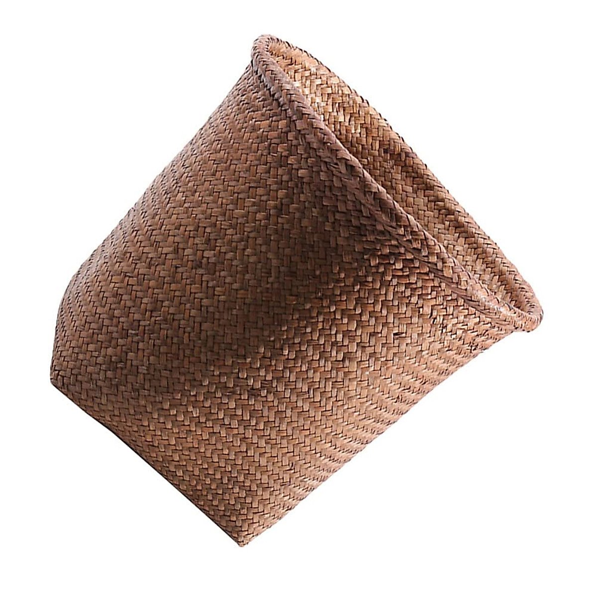 1Pc Straw Woven Wastebasket Retro Garbage Can Straw Rubbish Container Wicker Waste Basket（Small）