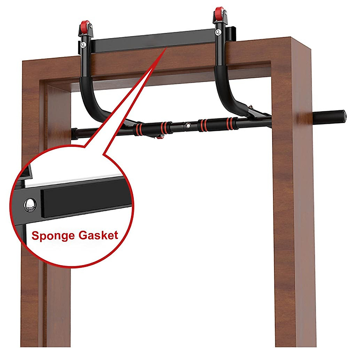 KDFJ Adjustable Indoor Fitness Horizontal Bar Pull-Up Workout Handles Chin-Up Gym Equipment Home Fitness Exercise Heavy Duty Trainer-Black