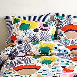 Marimekko - Queen Duvet Cover Set, Cotton Percale Bedding with Matching Shams, All Season Home Decor (Ojakellukka Multicolor, Queen)