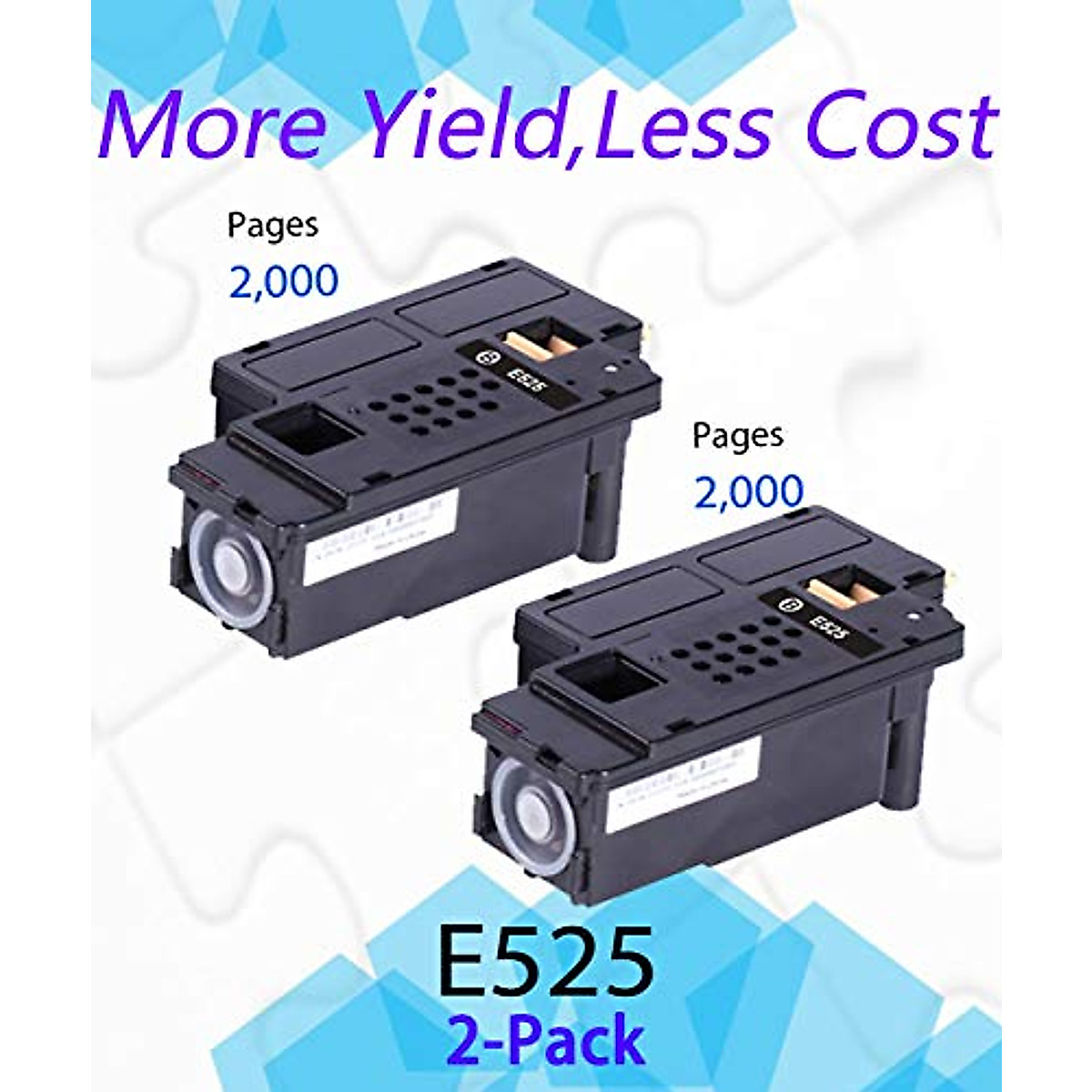 EASYPRINT 2-Pack of Black Compatible Toner Cartridges Replacement for Dell E525W E525 Used for Dell E525W Wireless Color Laser Printer for 593-BBJX 593-BBJU 593-BBJV 593-BBJW