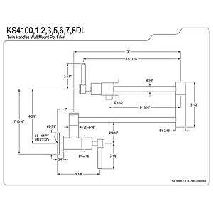 Kingston Brass KS4107DL Concord Pot Filler, Brushed Brass, 23.5 x 2.63 x 12.88