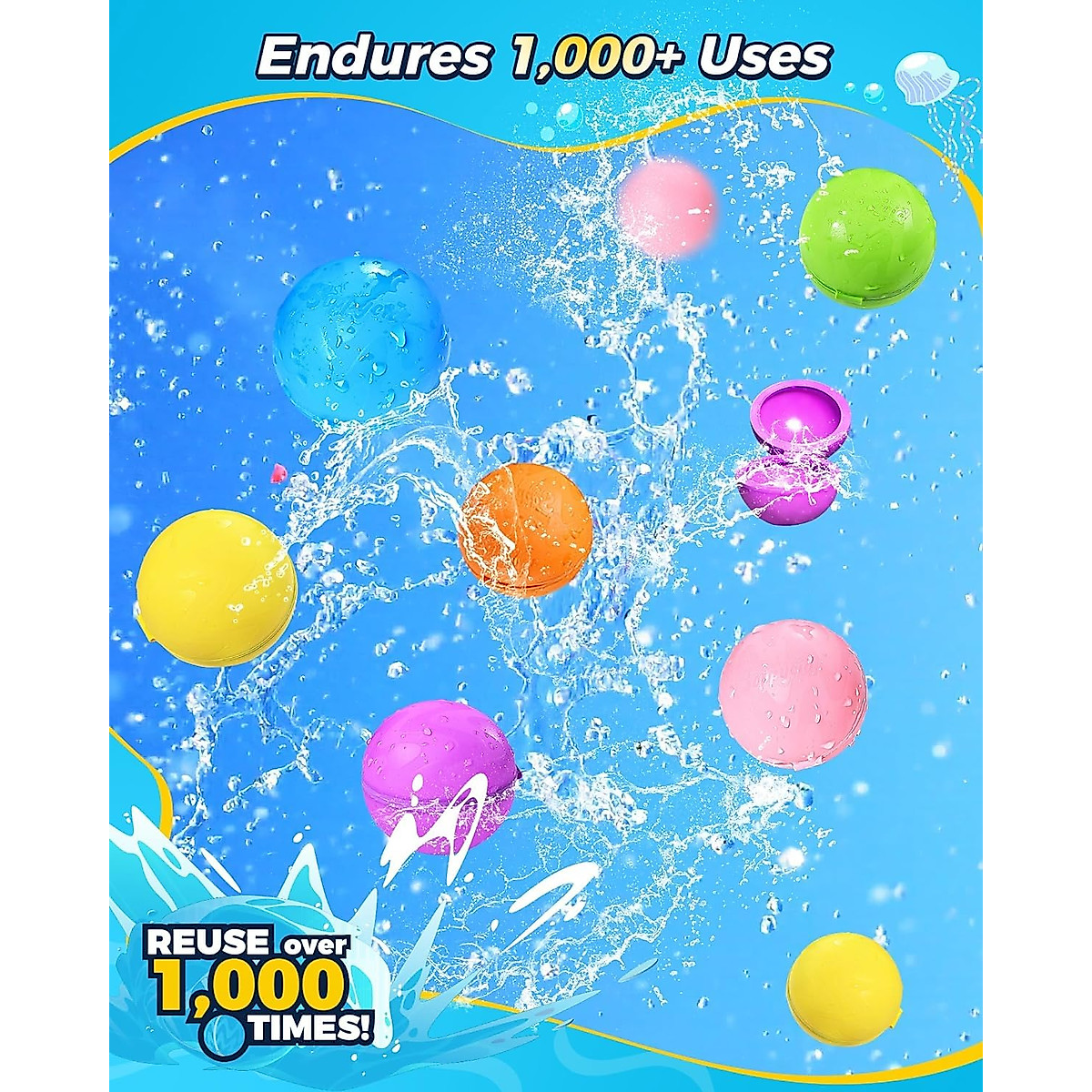 SOPPYCID Reusable Water Bomb balloons, Magnetic Refillable Water balls - Pool Toys for Boys and Girls, Beach Outdoor Activities Water Games Toy for kids Self Sealing Water Splash Ball (15Pack)