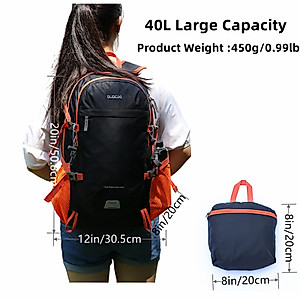 SUBEIXI Lightweight Packable Travel Hiking Backpack Daypack,40L Foldable Camping Backpack,Ultralight Outdoor Sport Backpack