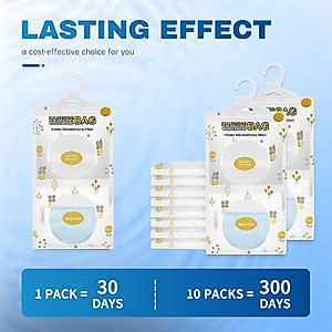 Vacplus Moisture Absorber Packets, Fragrance Free(10 Pack), Humidity Packs, Hanging Closet Dehumidifier Bags, Desiccant 9.8OZ