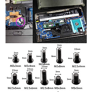 CO RODE 350 Pieces M2 M2.5 M3 Laptop Screws, Notebook Computer Replacement Screws Kit Set for IBM HP Dell Lenovo Samsung Sony Toshiba Gateway SSD Hard Disk SATA