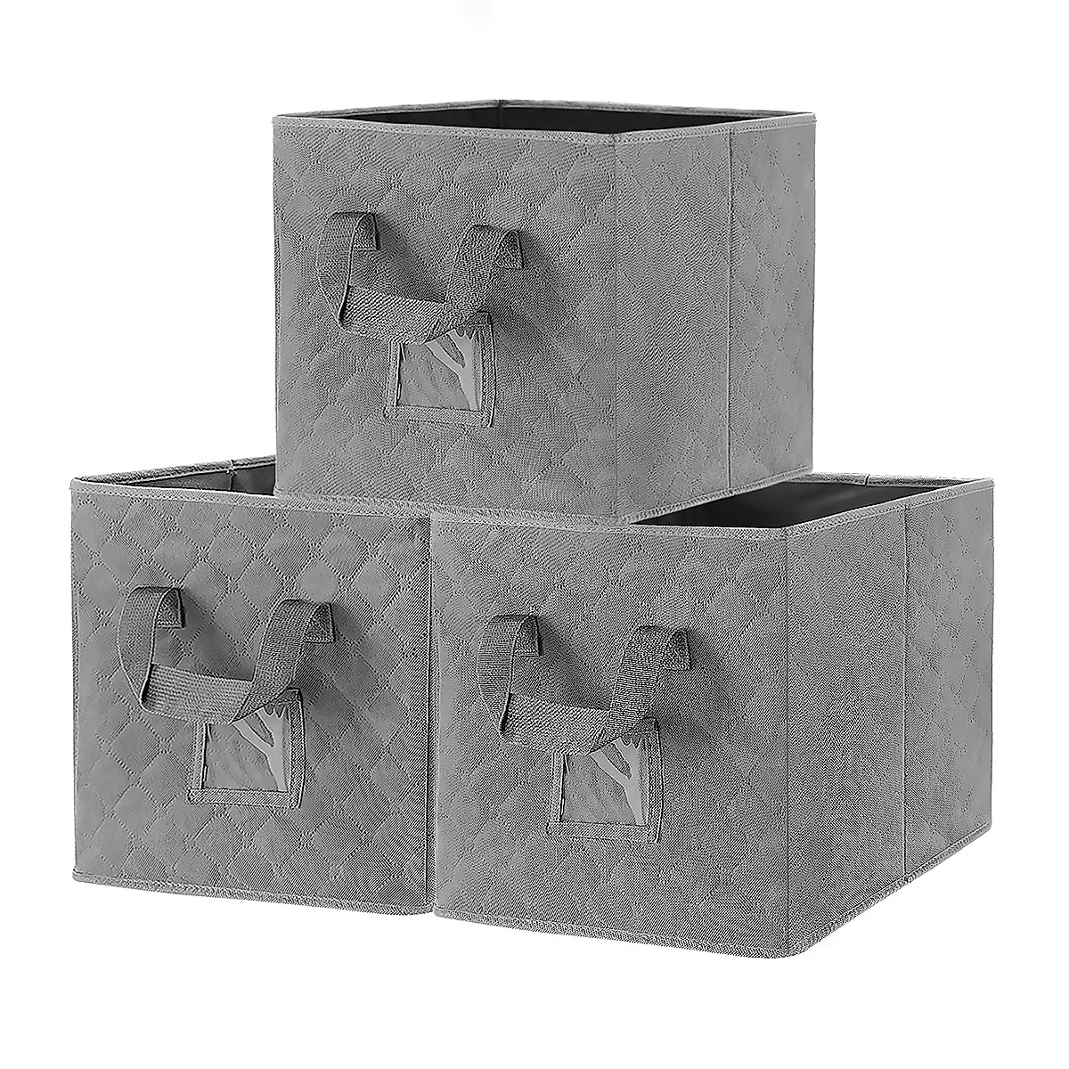 LSNDEE Large Storage Box Organizer, Cloth Storage Bins With Handles, Foldable Fabric Storage Cubes, Closet Organizers For Home And Office, 11.8 "X 11.8 " X 11.8 ", 3 Pack