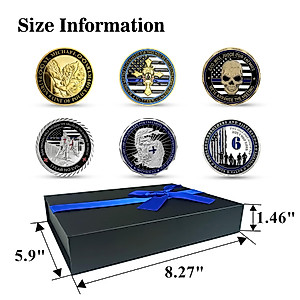 BHealthLife United States Police Department Law Enforcement Officers Challenge Coin Gift Box with 6 Police Coins