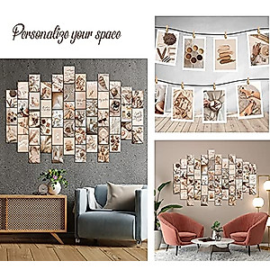 WOONKIT Beige Wall Collage Kit Aesthetic Pictures, Room Decor Aesthetic, Room Decor for Teen Girls, Photo Collage Kit for Wall Aesthetic, Room Decor for Bedroom Aesthetic, Trendy Teen, 50PCS 4X6 IN