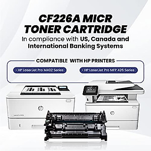 Ampro CF226A MICR Compatible Toner Cartridge Replacement for HP CF226A MICR or HP 26A for HP Laserjet Pro M402 M426 MFP Series. (Prints 3,100 Pages)