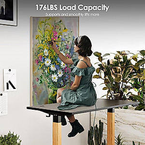 Monomi Electric Standing Desk, 55 x 24 inches Height Adjustable Desk, Ergonomic Home Office Sit Stand Up Desk with Memory Preset Controller (Black Top/Dark Wood Grain Frame)