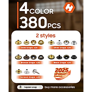 Heavy Duty Snap Fastener Tool Adjustable Snap Setter Tool Includes 20 Sets 15mm Snaps for Boat Cover, Replacing Metal Snaps, Repairing Boat Covers, Canvas, Sewing, Tarps