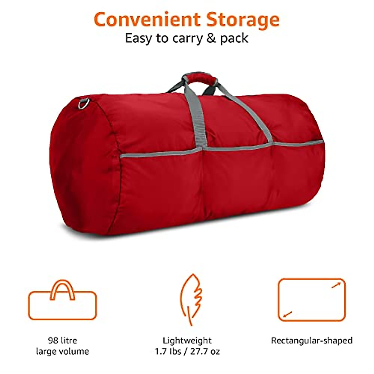 Amazon Basics Large Travel Luggage Duffel Bag, Red