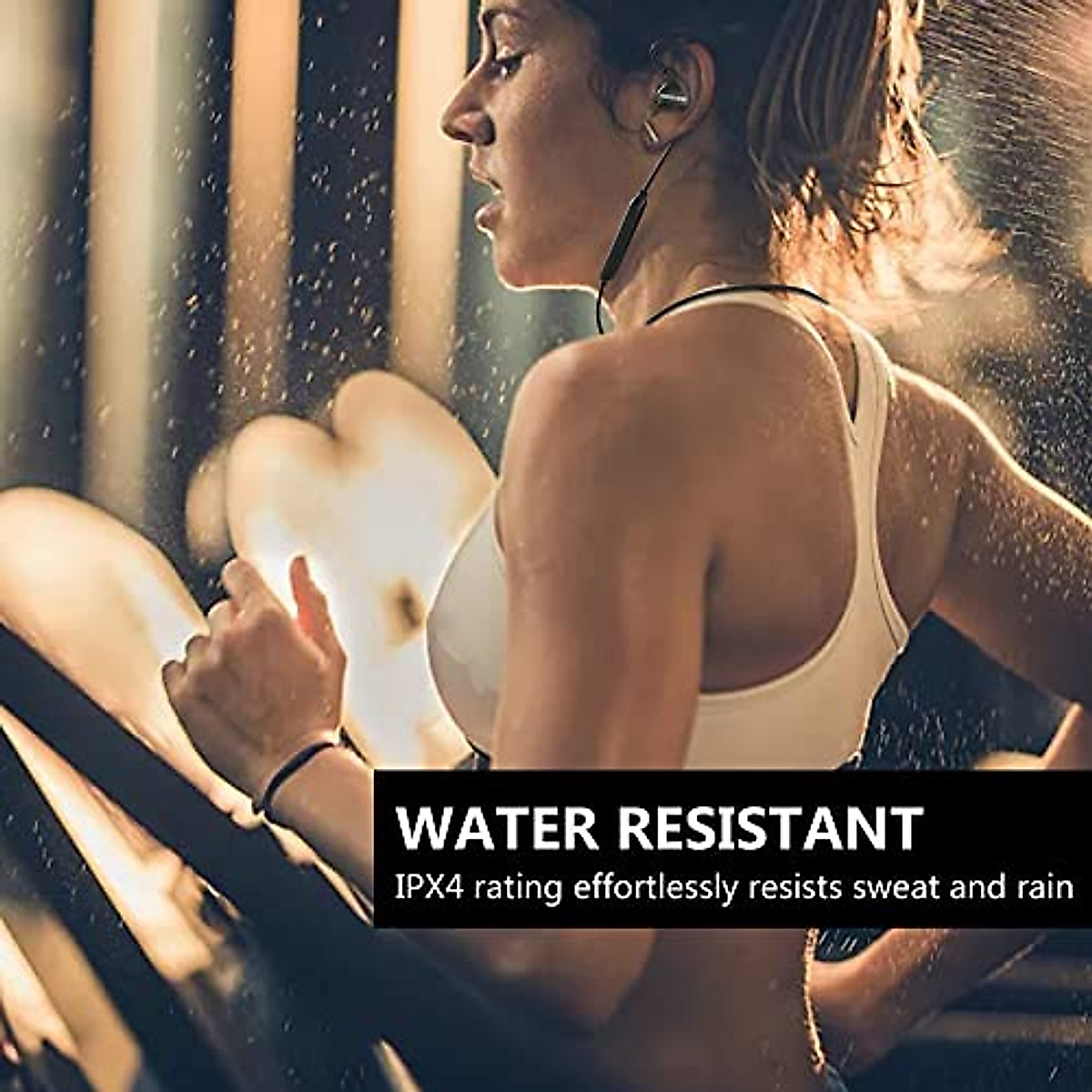 Wireless Sport Earphones IPX6 Waterproof,Noise Cancelling Bluetooth Headphones for Running and Workout, Wireless Earbuds for Small Ears Deep Bass and HD Stereo (Black)