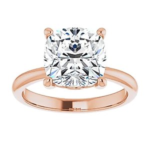 Moissanite Engagement Ring 4 Carat Cushion Handmade Solitaire Diamond Ring Bridal Wedding Gifts for Women Ring VVS1 Colorless (10K Solid Rose Gold)