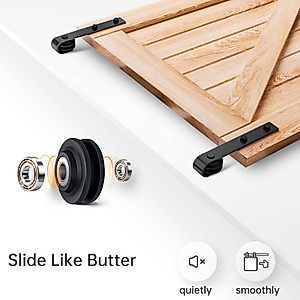 EaseLife 5 FT Heavy Duty Sliding Barn Door Hardware Track Kit,Basic J Pulley,Slide Smoothly Quietly,Easy Install (5FT Track Kit for 26"~30" Wide Single Door)
