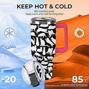 Cute Cats 40oz Water Bottle Double Wall Insulated Tumbler with Handle Leakproof Travel Mug Light Rose Red-style