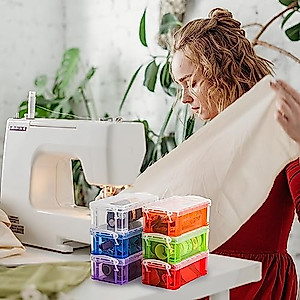 Hiceeden 12 Pack Small Plastic Storage Box with Lid, 5.3"x3"x2" Stackable Clear Latch Storage Case Bins Organizer Container for Craft Items, Jewelry Beads, 6 Colors