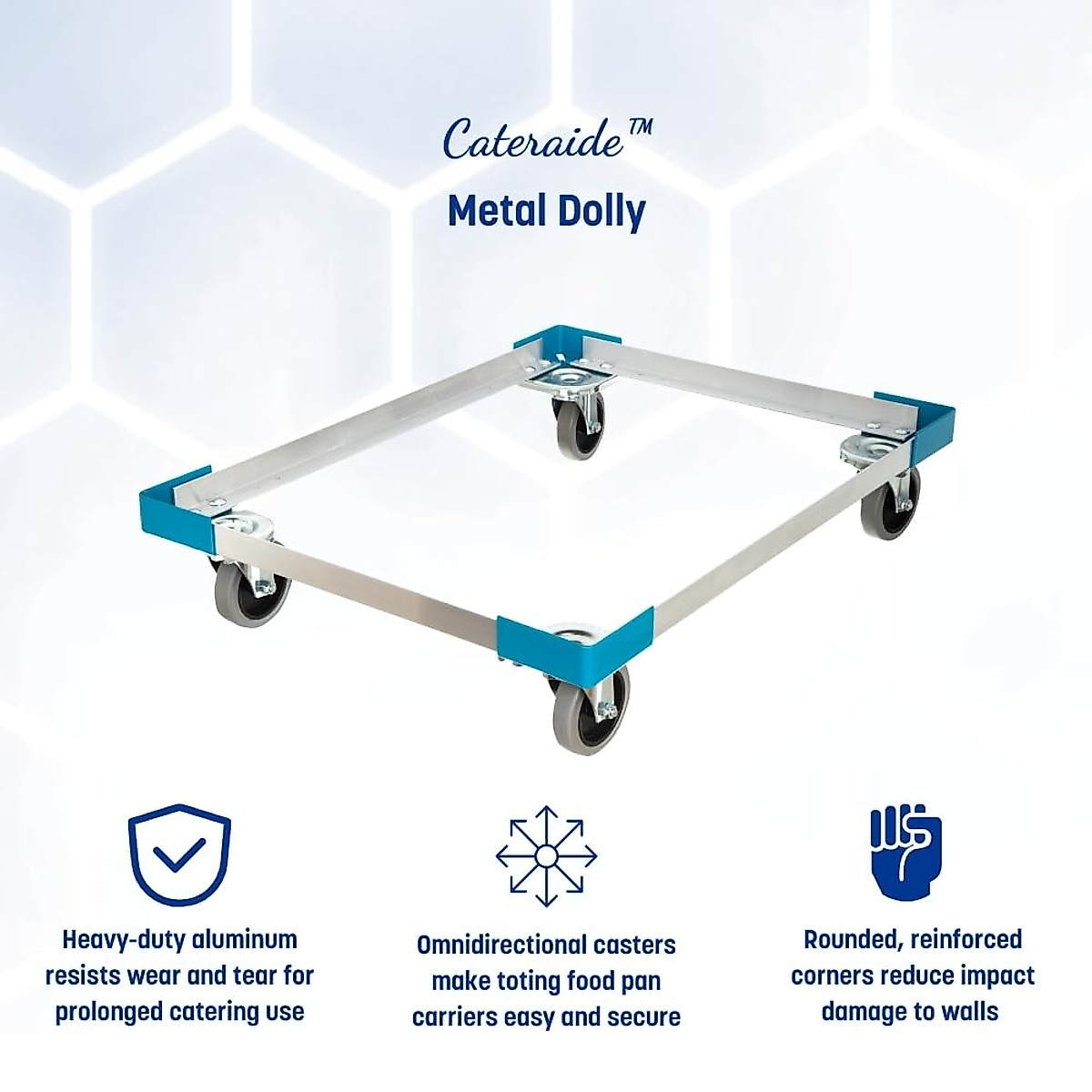 Carlisle FoodService Products Cateraide Metal Dolly for TC1826N Carriers with Reinforced Corners for Catering and Events, Aluminum, 28.63 x 22 Inches, Silver