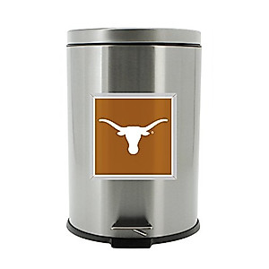 NCAA Texas At Austin Longhorns Stainless Steel Trash Bin with Foot Pedal, 20 Liter
