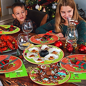 Christmas Party Plates and Napkins Table Decorations - 32 Pack Christmas Paper Plates Party Decorations Dinnerware Set for Xmas Holiday Birthday Baby Shower Party Favors, Serve 16