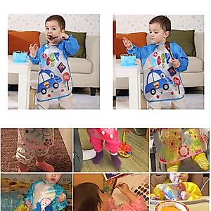 EchoDone 6 Packs Waterproof Children's Art Smock Kids Painting Aprons Long Sleeve Smock for Eating 1-4 Years