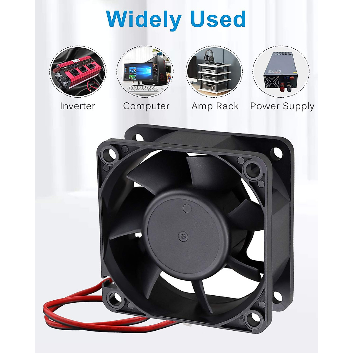 GDSTIME Dc 12V 60mm 6cm 60x60x25mm 2 Wire Brushless Cooling Fan