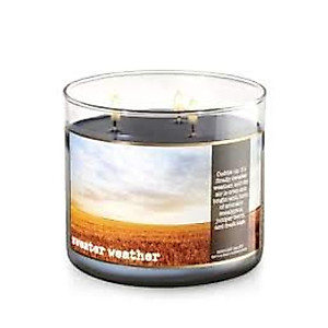 Bath & Body Works Home Sweater Weather Scented 3 Wick 14.5 Ounce Candle Limited Edition 2017 Fall
