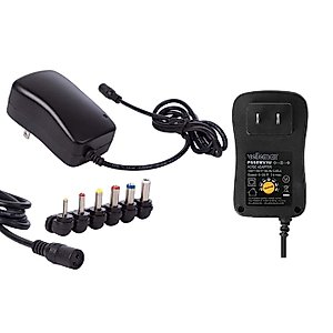 Velleman PSSEMV1U 24W Compact Power Supply with Selectable Output and Six DC Plug Tips 3V to 12V 2A
